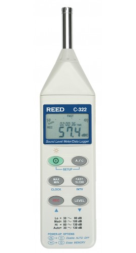 REED C-322 Sound Level Meter/Data Logger, 32 to 130dB