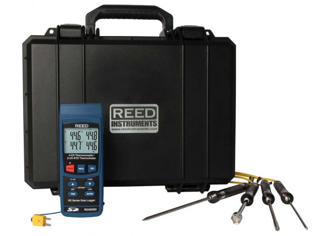 REED R2450SD-KIT4 Data Logging Thermometer with 4 Type-K Thermocouple ...