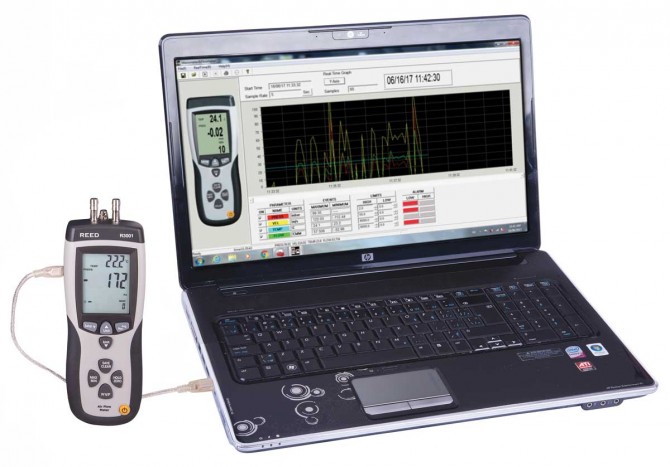 REED R3001 Pitot Tube Anemometer / Differential Manometer with Air Volume