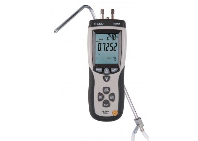 REED R3001 Pitot Tube Anemometer / Differential Manometer with Air Volume