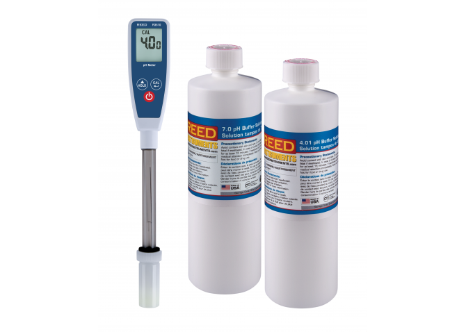 REED R3510-KIT Long Stem pH Meter and 4pH/7pH Buffer Solution Kit