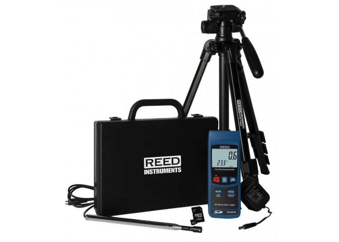 REED R4500SD-KIT2 Data Logging Hot Wire Thermo-Anemometer with Tripod ...