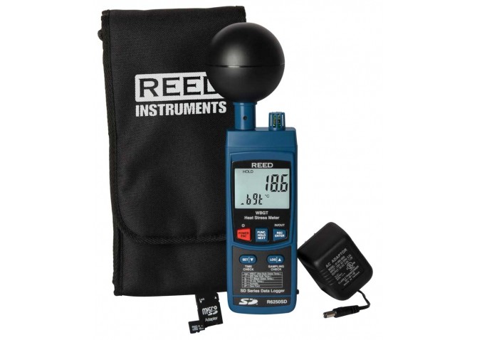 REED R6250SD-KIT Data Logging Heat Stress Meter with Power Adapter and ...