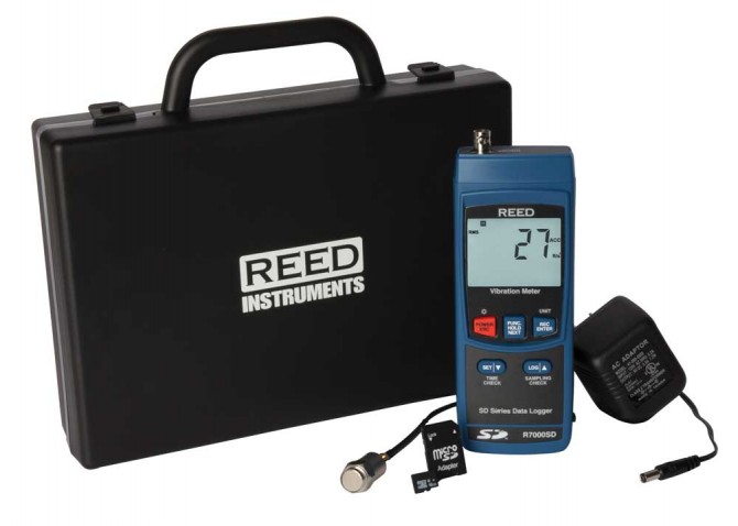 REED R7000SD-KIT Data Logging Vibration Meter with Power Adapter and SD ...