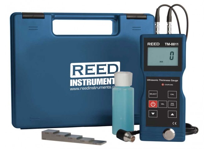 REED TM-8811-KIT Ultrasonic Thickness Gauge with 5-Step Calibration Block